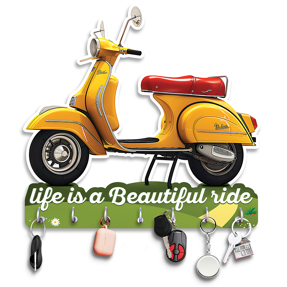 Large Yellow Scooter Wooden Key Holder – No Doubt Collective